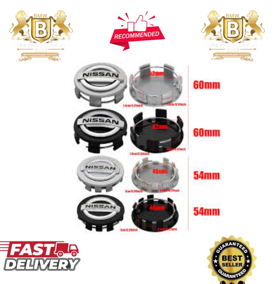 Set of 4 56mm 60mm NISSAN Wheel Center Hub Caps Nissan Rim Caps Nissan ...