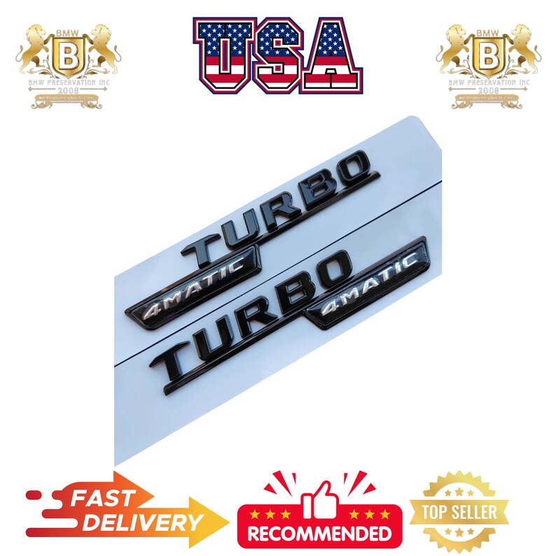 Shiny Black Turbo 4matic MERCEDES Logo Mercedes Benz Amg Emblem ...