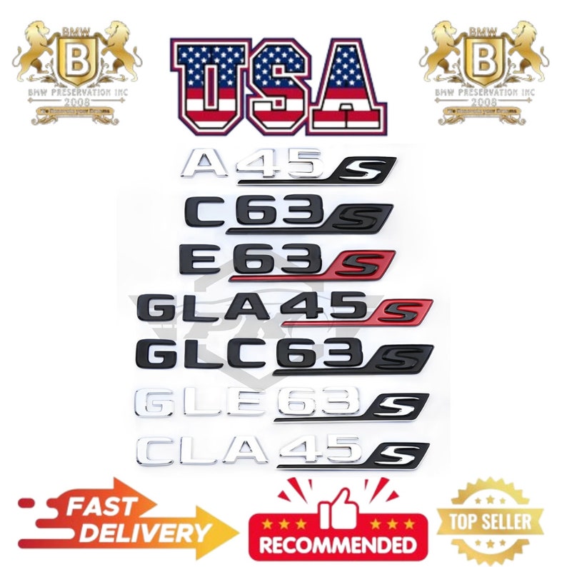 Mercedes-benz AMG Letter Logo Car Emblem Sticker, GLA45S A45S C63S E63S ...