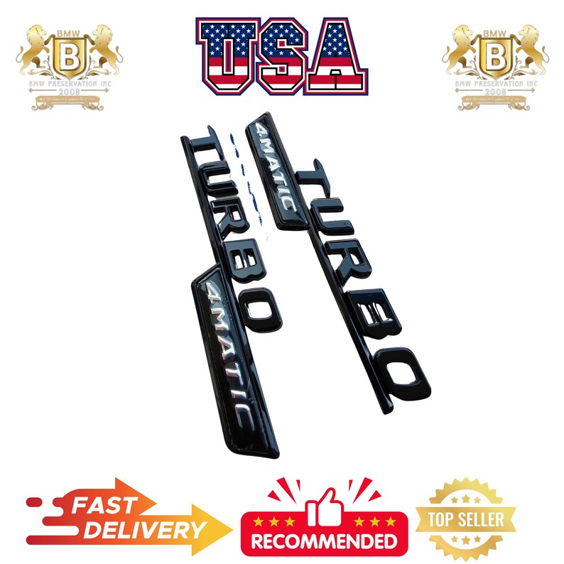 Shiny Black Turbo 4matic MERCEDES Logo Mercedes Benz Amg Emblem ...