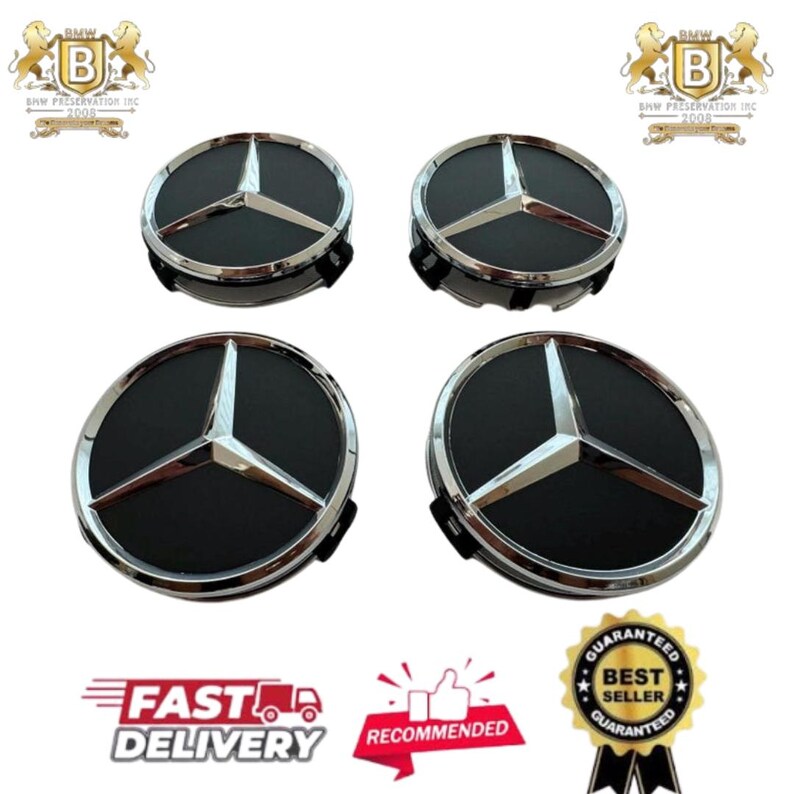 Mercedes Benz 4pcs set Wheel Center Hub Caps for Mercedes Benz 75mm 2. ...