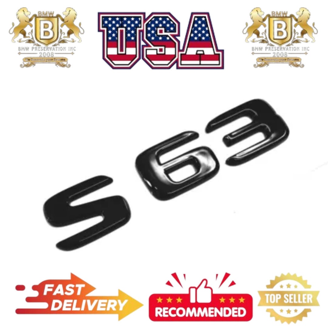 Shiny Black S63 MERCEDES Benz Emblem | Car Nameplate | Car Emblem ...