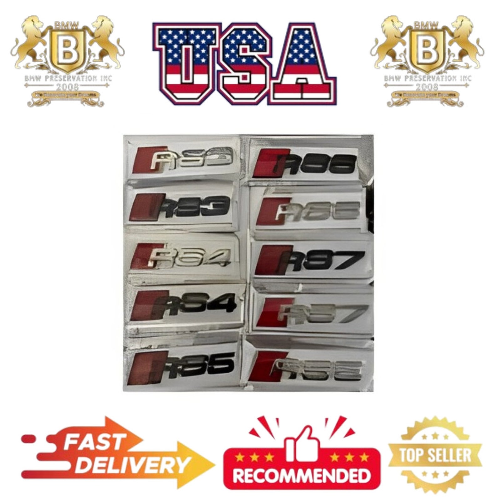 Car 3D Metal Rear Sticker, Badge Emblem for Audi, S3 S4 S5 S6 S8 RS3 ...