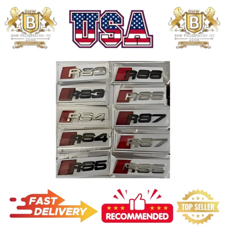 Car 3D Metal Rear Sticker, Badge Emblem for Audi, S3 S4 S5 S6 S8 RS3 ...