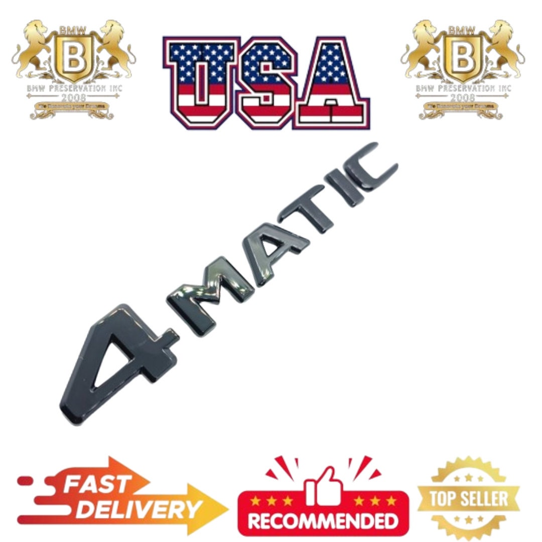 Shiny Black MERCEDES Stickers Mercedes Benz Logo 4MATIC Sticker Enhance ...