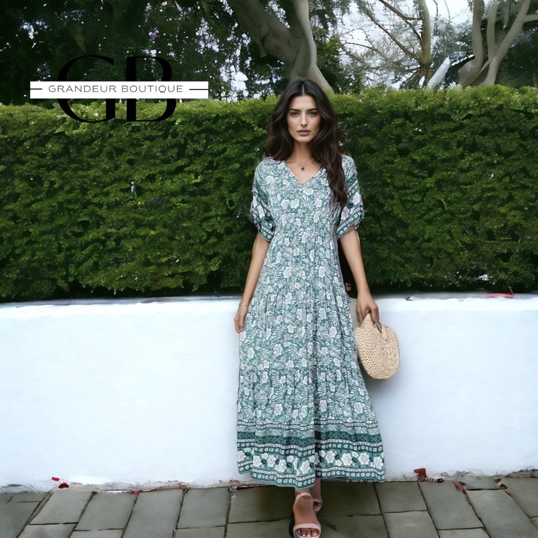 Boho Maxi Dress Casual Floral Summer Dress Bohemian Maxi Dress for ...