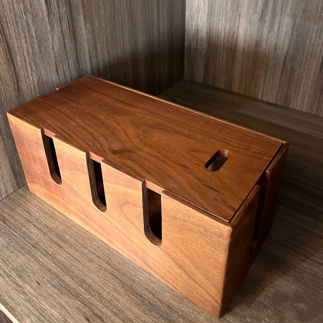 Black Walnut Cable Box, Wood Outlet Box, Desk Storage Box, Phone ...