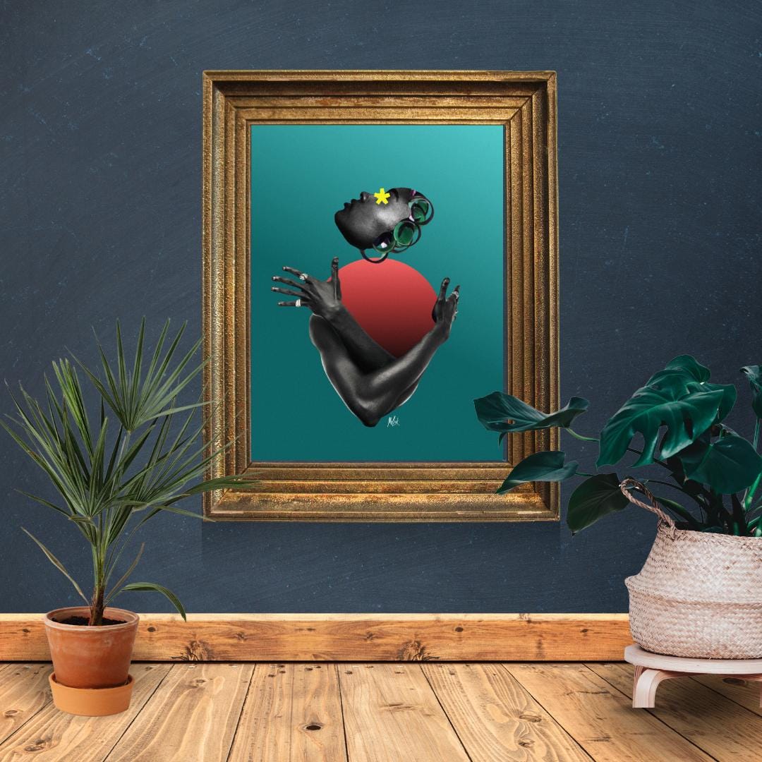 Sol | Abstract Black Art | Surrealism Wall Art | Modern Afro Art Print ...