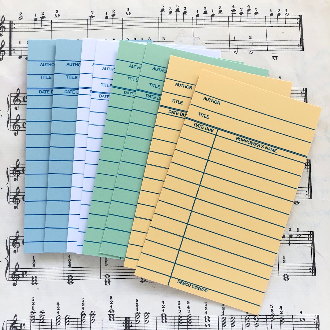 Authentic Library Cards - Set of 8, Due Date Cards, Variety, Planners ...