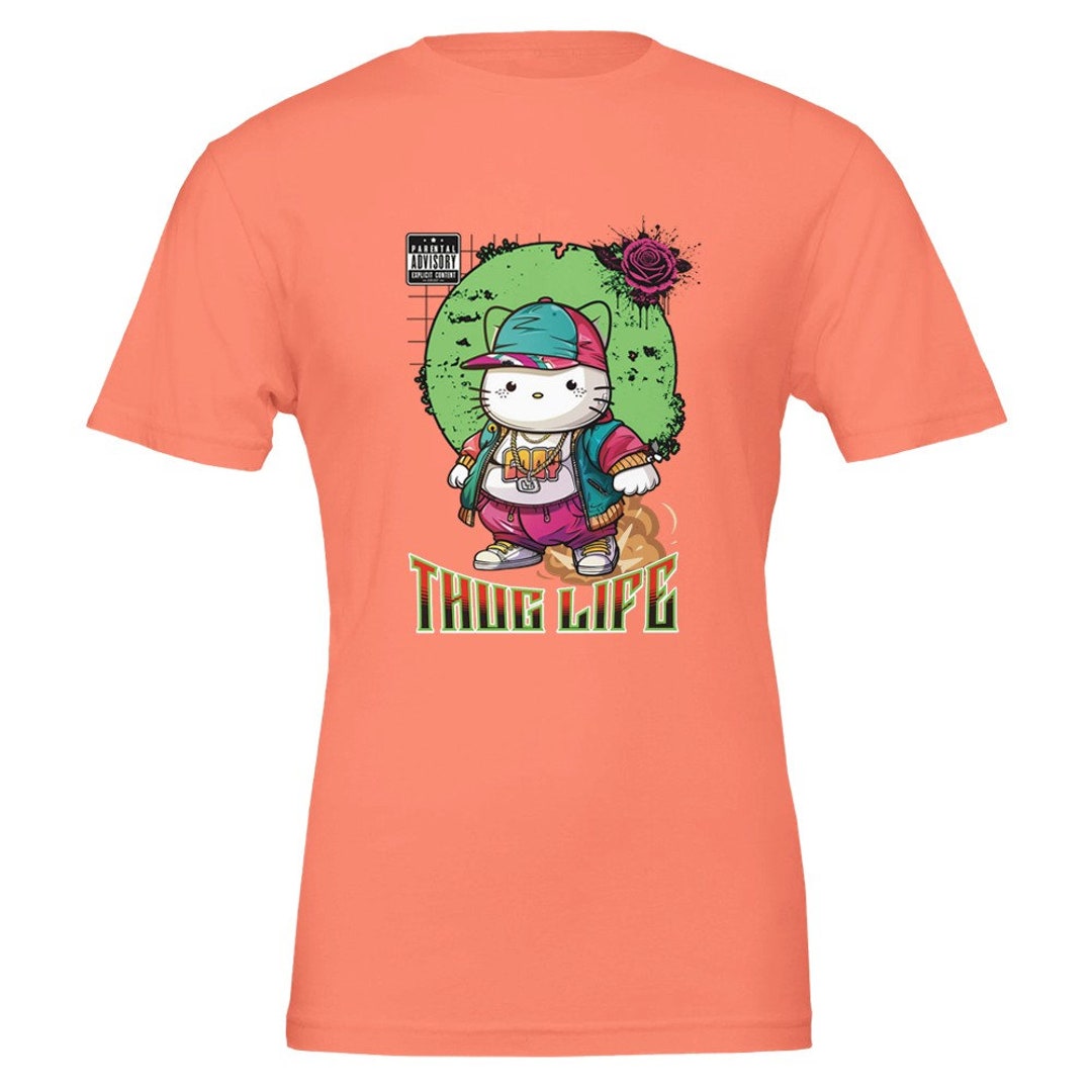 Thug Life Kitty Cat Kawaii Hello Kitty Premium Unisex Crewneck T-shirt ...