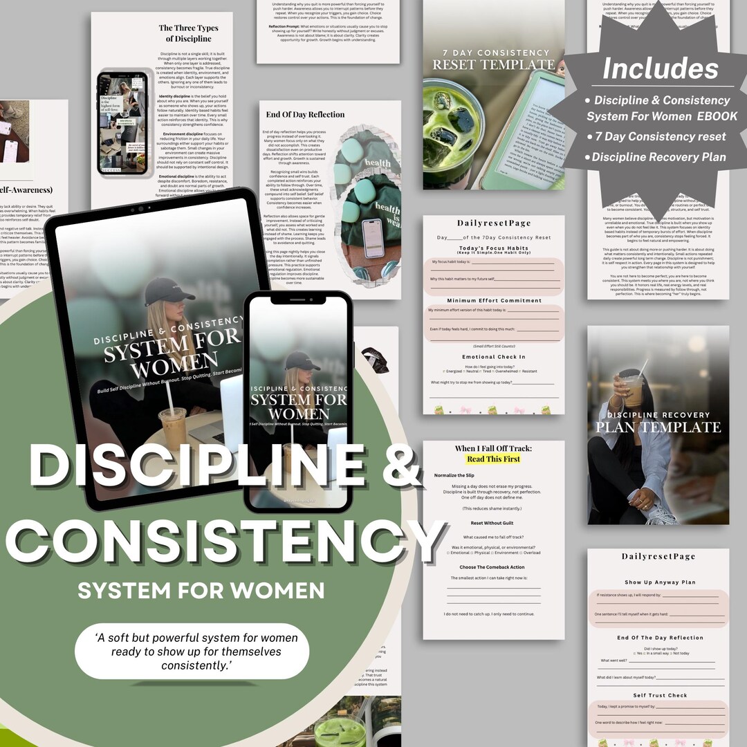 Discipline & Consistency System for Women | Habit Tracker (digital ...