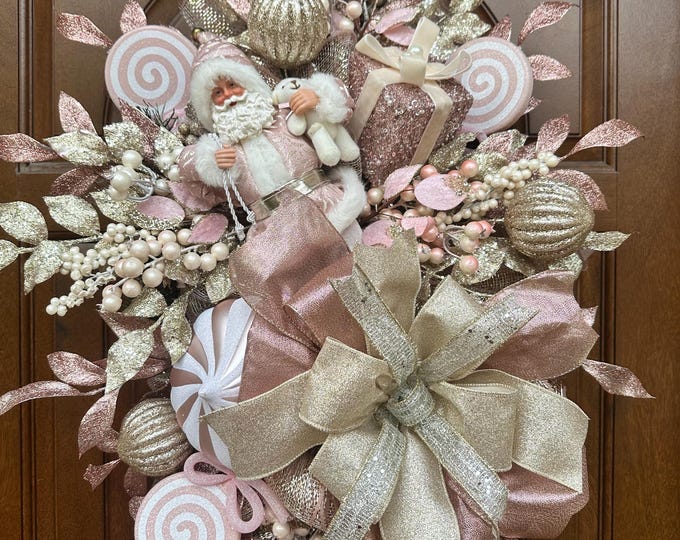 Christmas Swag, Christmas Wreath, Pale Pink Swag, Champagne Gold Swag ...