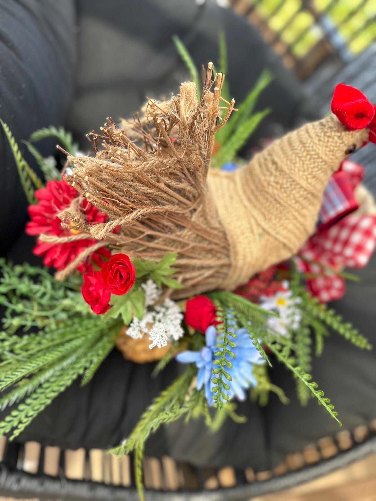 Farmhose Chicken Centerpiece. Straw Basket Centerpiece, Farmhouse ...