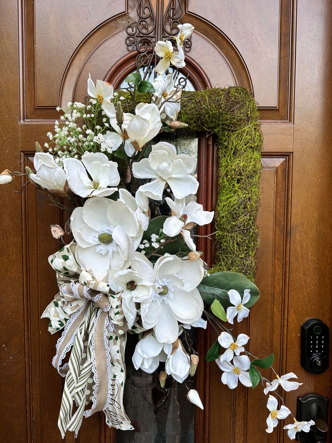 Elegant Magnolia Moss Rectangular Wreath, Moss Square Wreath. Magnolia ...