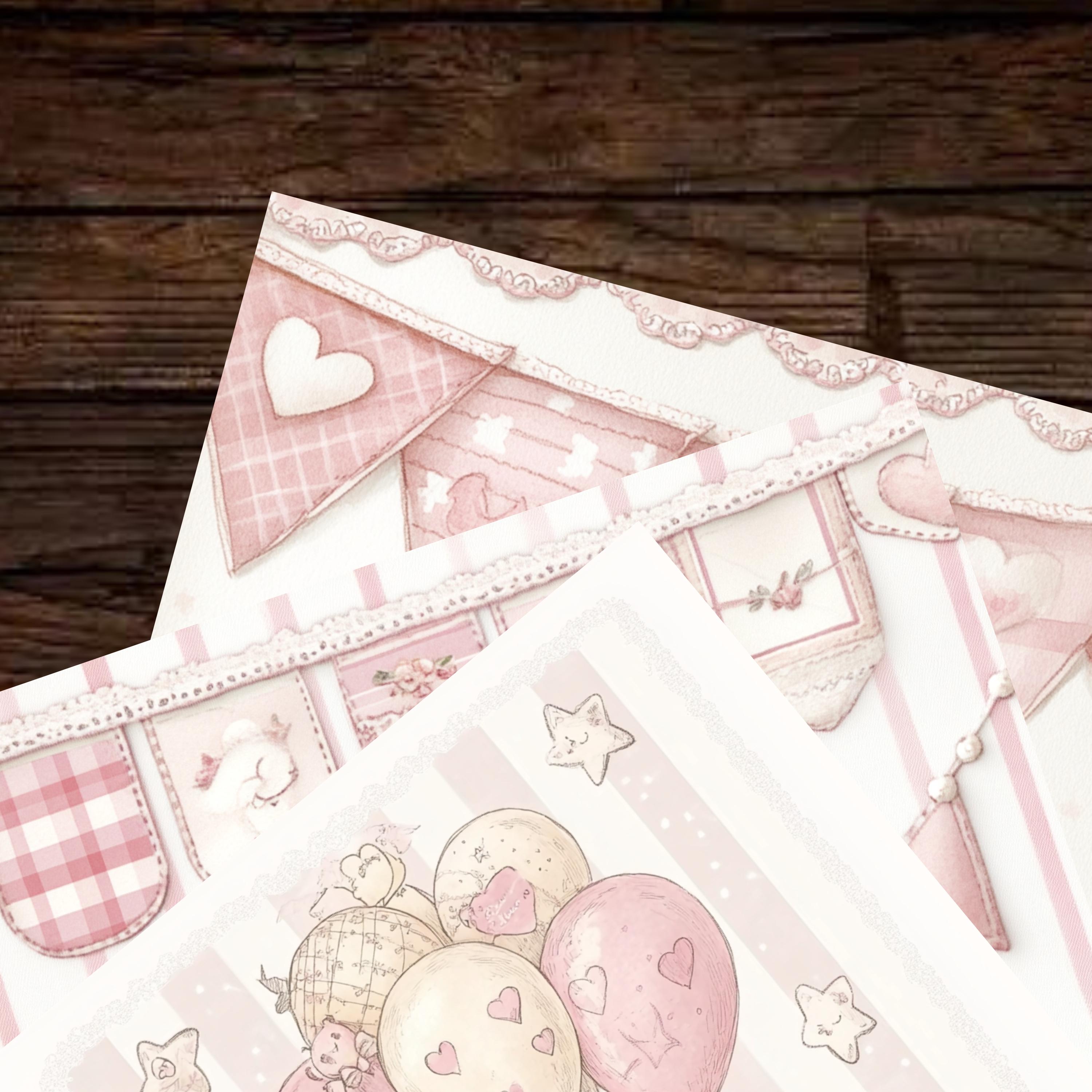 Baby Girl Scrapbook Paper Kit for Announcements & Nursery Crafts ...
