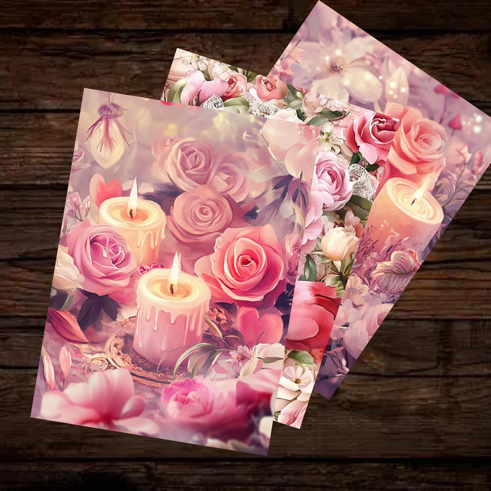 Printable Rosy Reverie Digital Paper, Romantic Floral Designs, Rose ...