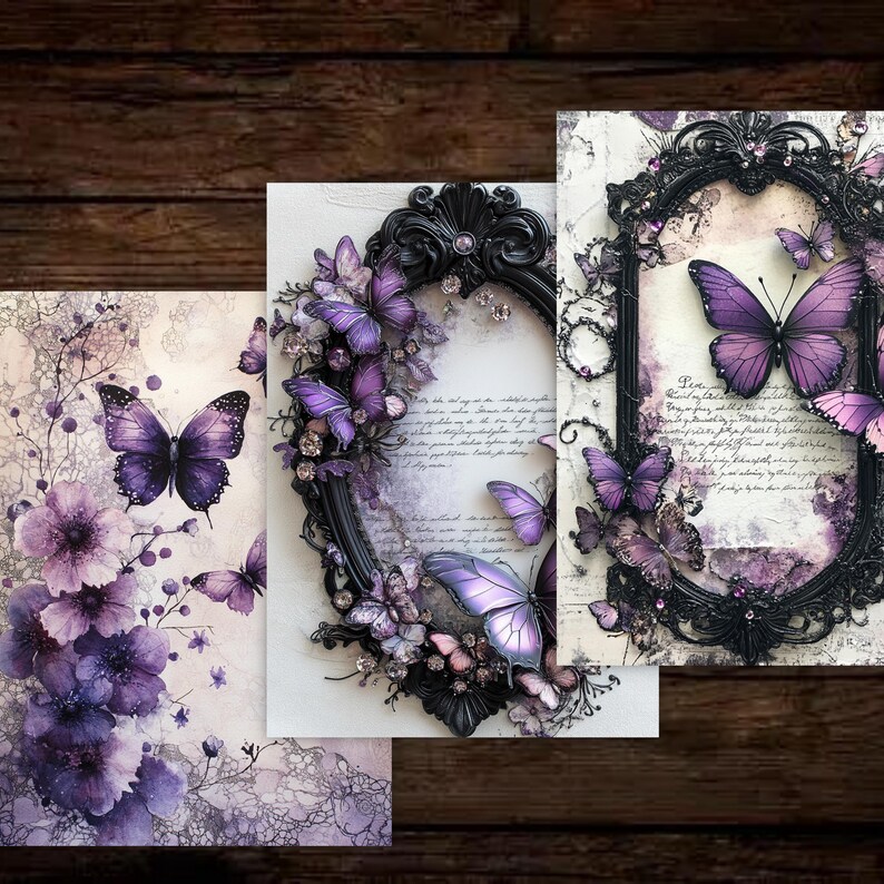 Nature Butterfly Scrapbook Paper Digital Collage Lavender Butterfly ...
