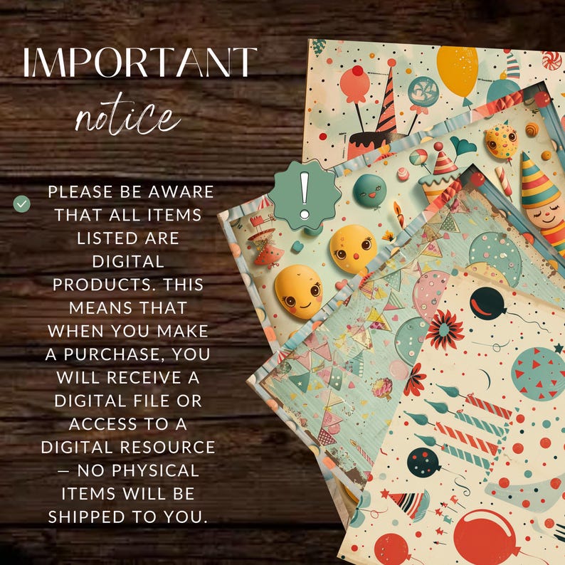 Printable Whimsical Birthday Party Digital Paper, Retro Cake & Candies, Fun Celebration ...