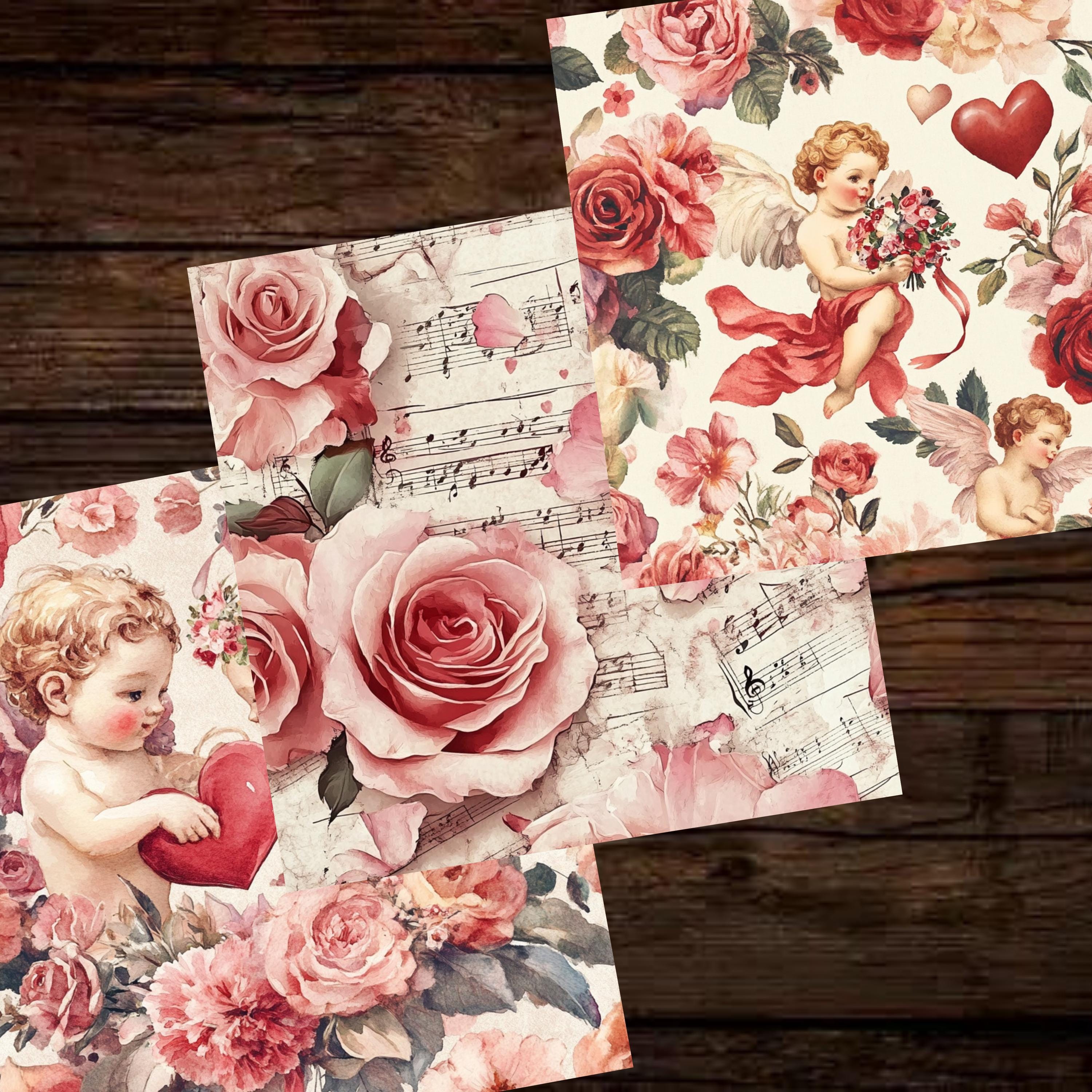 Printable Rosy Reverie Digital Paper, Romantic Floral Designs, Rose ...