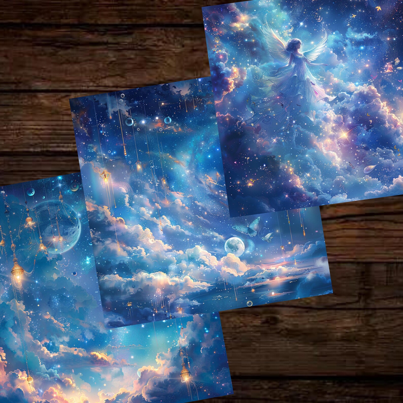 Printable Celestial Dreams Digital Paper, Magical Night Sky Pages ...