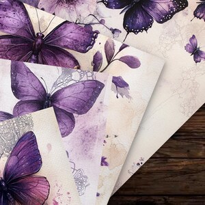 Printable Purple Butterfly Digital Paper, Butterfly Design, Enchanting ...
