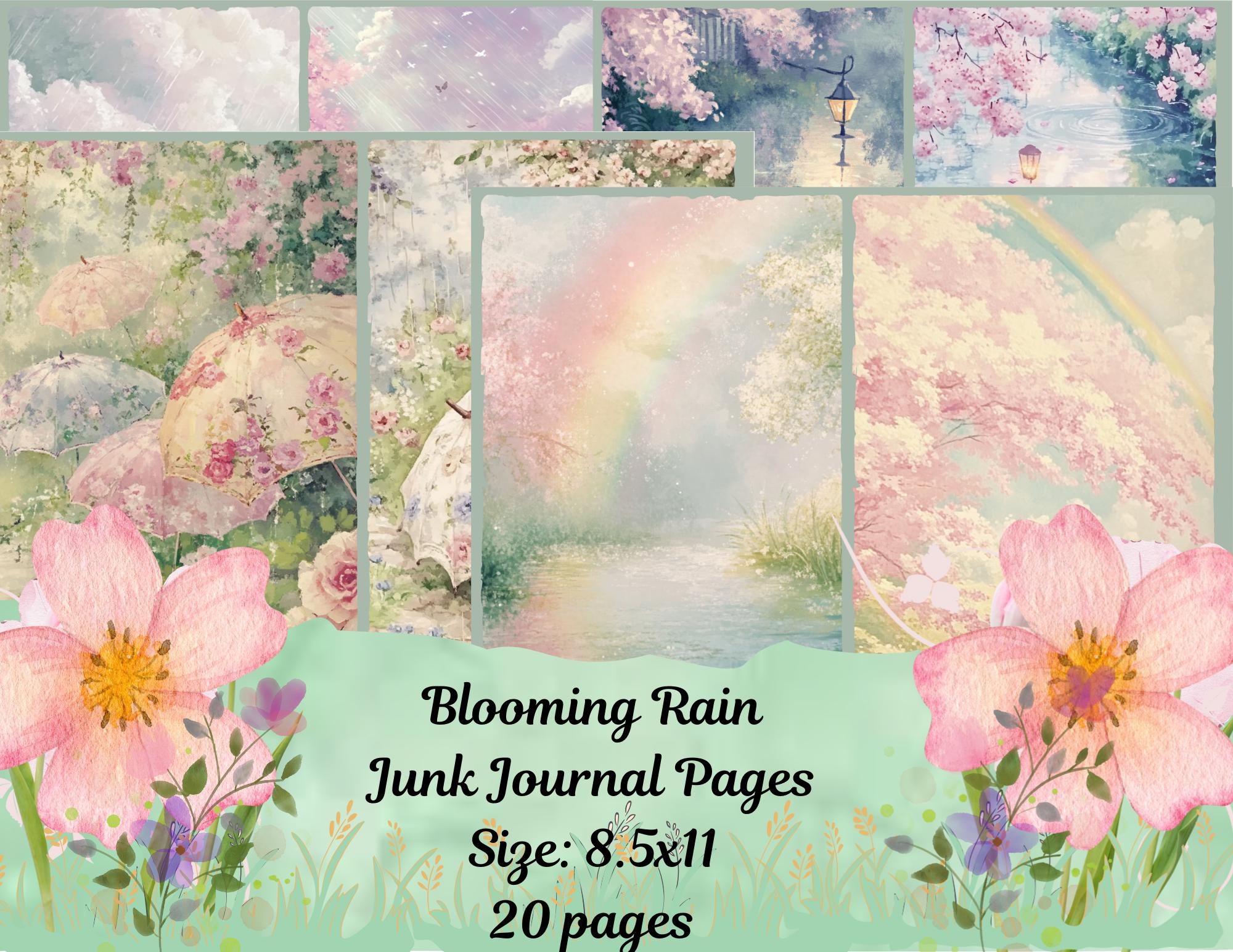 Blooming Rain Digital Paper, Spring Floral Backgrounds, Garden ...