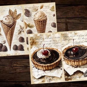 Chocolate Junk Journal Paper Pack Brown Dessert Digital Scrapbook ...