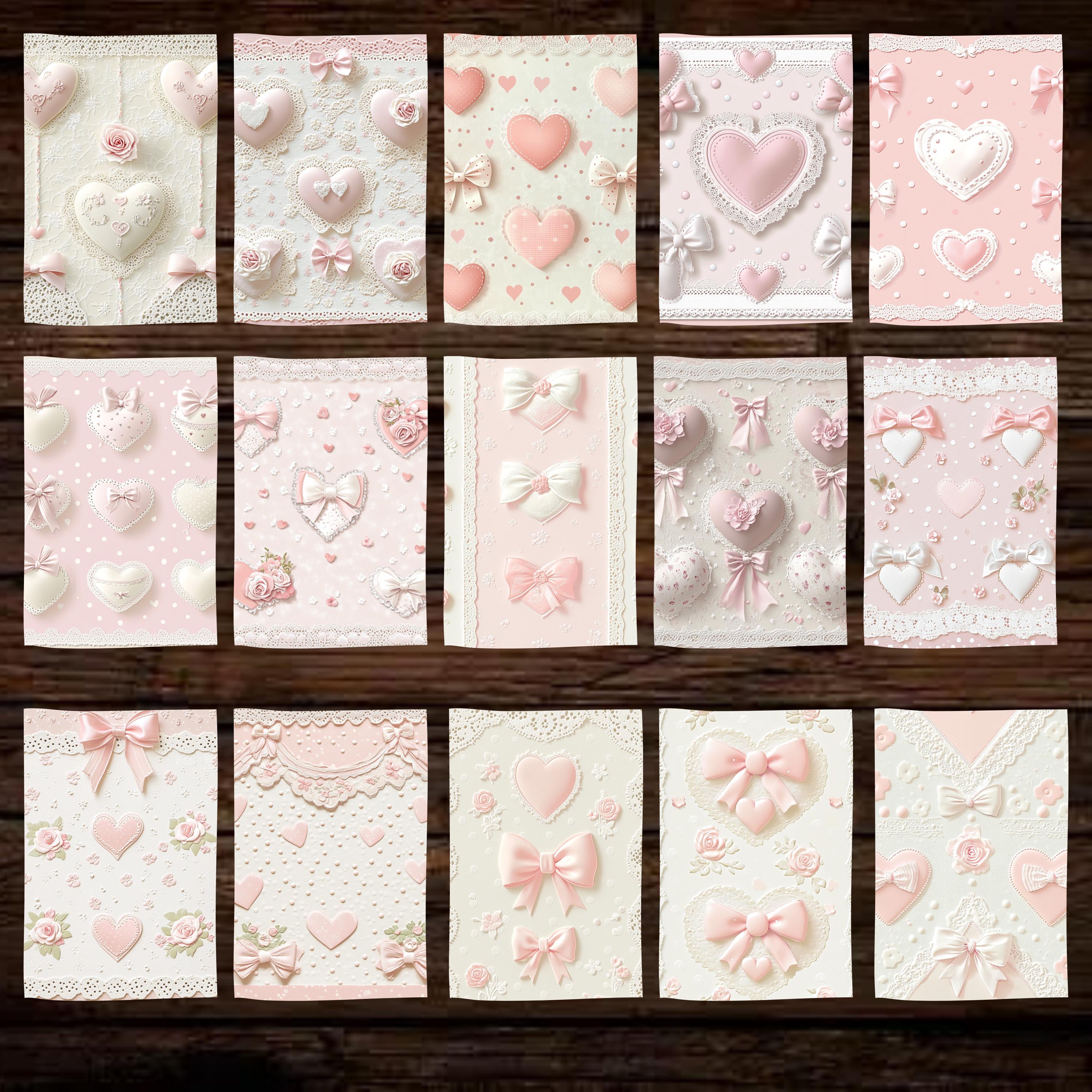 Pink Shabby Chic Digital Paper for Scrapbooking Girly Crafts Soft Blush ...