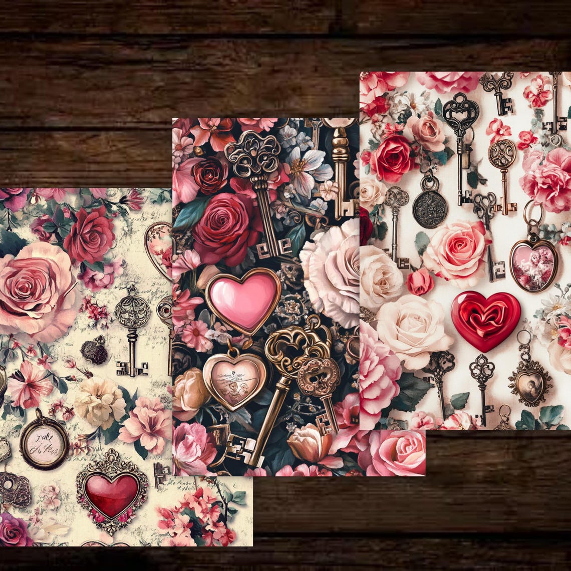 Printable Rosy Reverie Digital Paper, Romantic Floral Designs, Rose ...