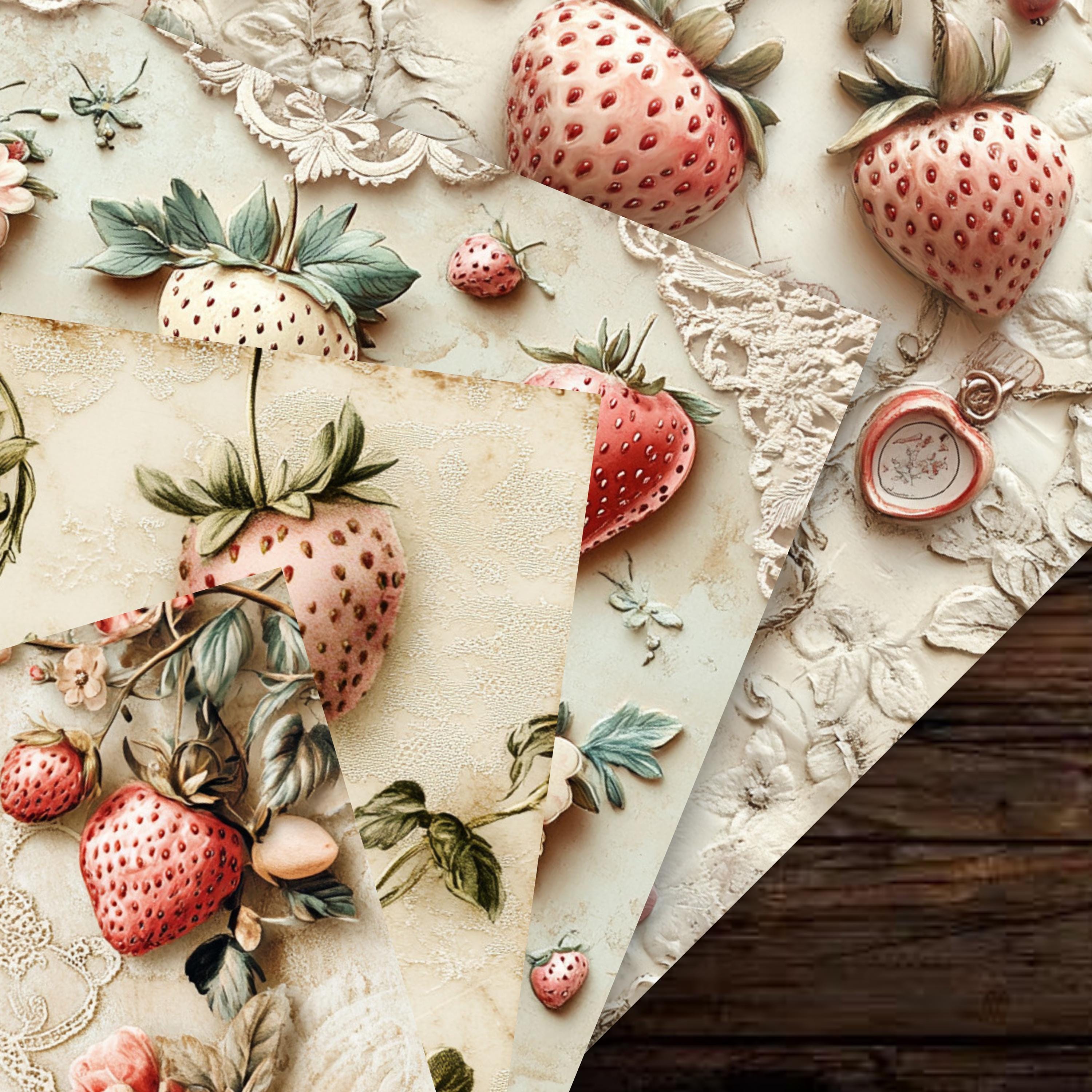 Printable Strawberry Galore Digital Paper, Fresh Strawberry Designs ...