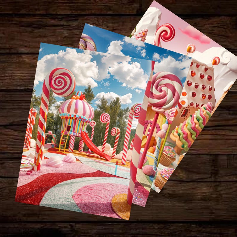 Candyland Scrapbook Paper Pack Sweet Fantasy Digital Backgrounds for ...