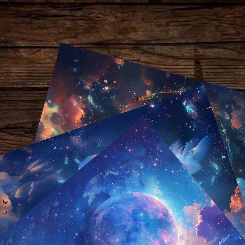 Printable Celestial Dreams Digital Paper, Magical Night Sky Pages ...