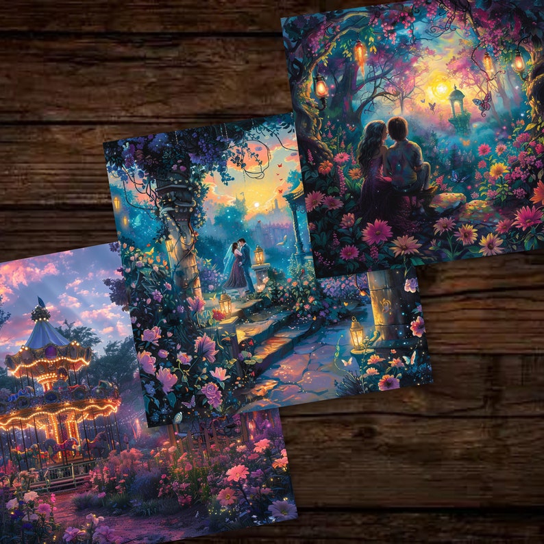 Printable Enchanted Garden Digital Paper, Digital Botanical Prints ...