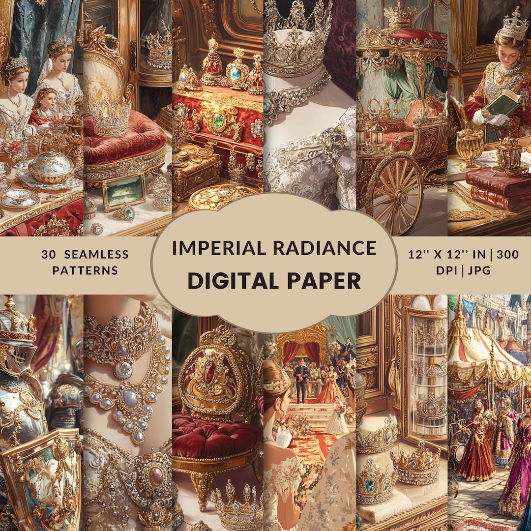 Printable Imperial Radiance Paper, Elegant Regal Patterns, Luxurious ...