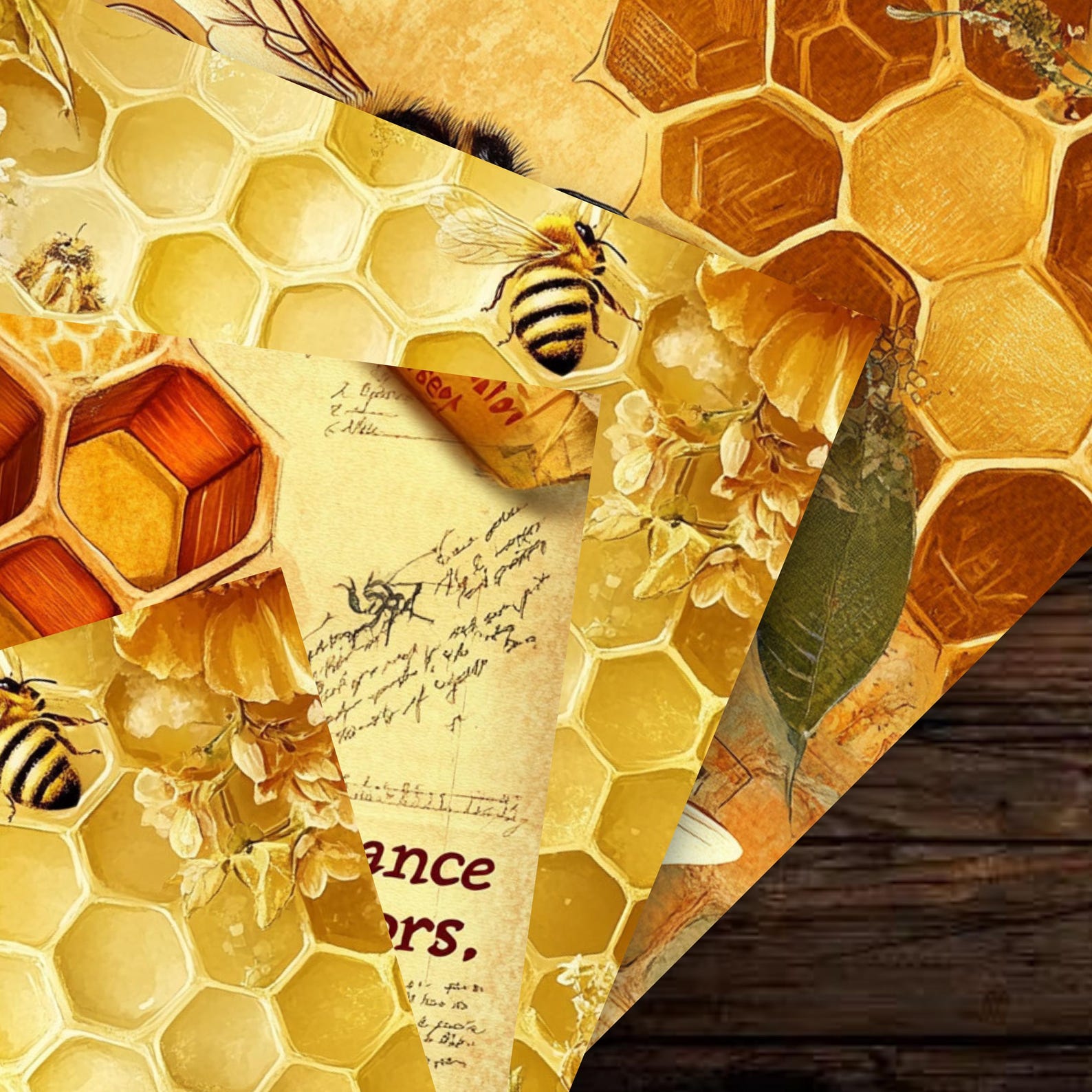 Bee Scrapbook Paper for Spring Crafts Honeycomb Digital Background for ...