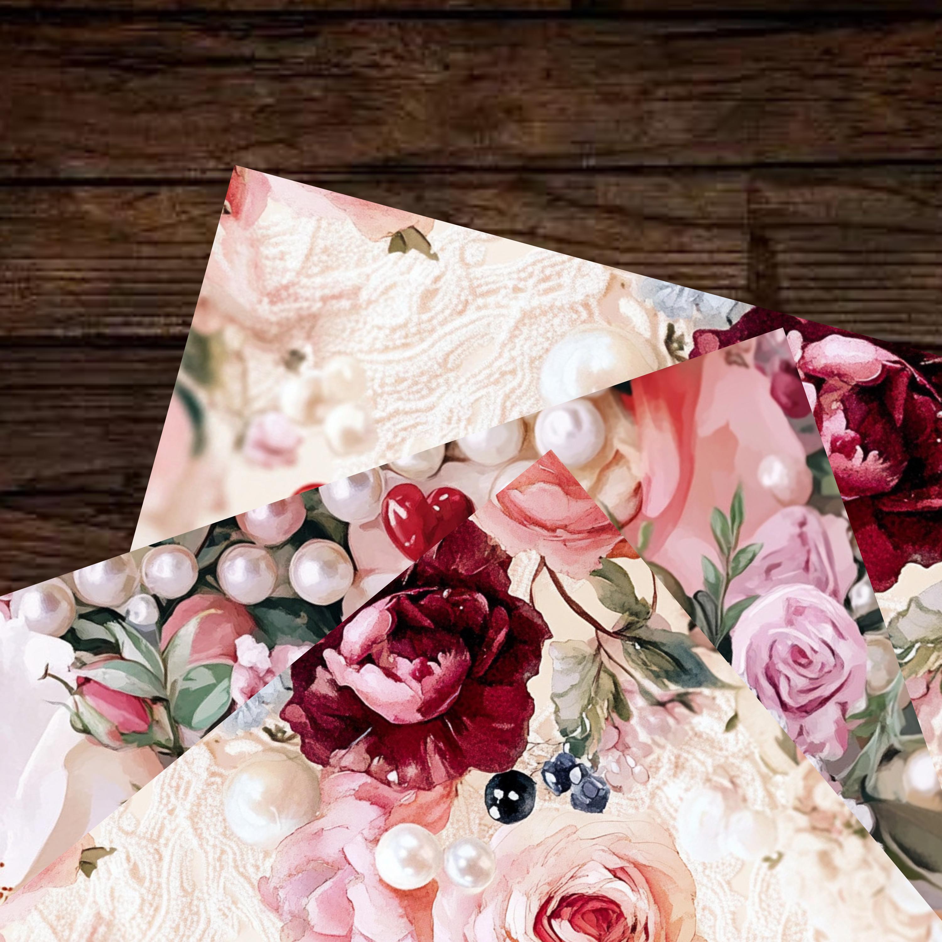Printable Rosy Reverie Digital Paper, Romantic Floral Designs, Rose ...