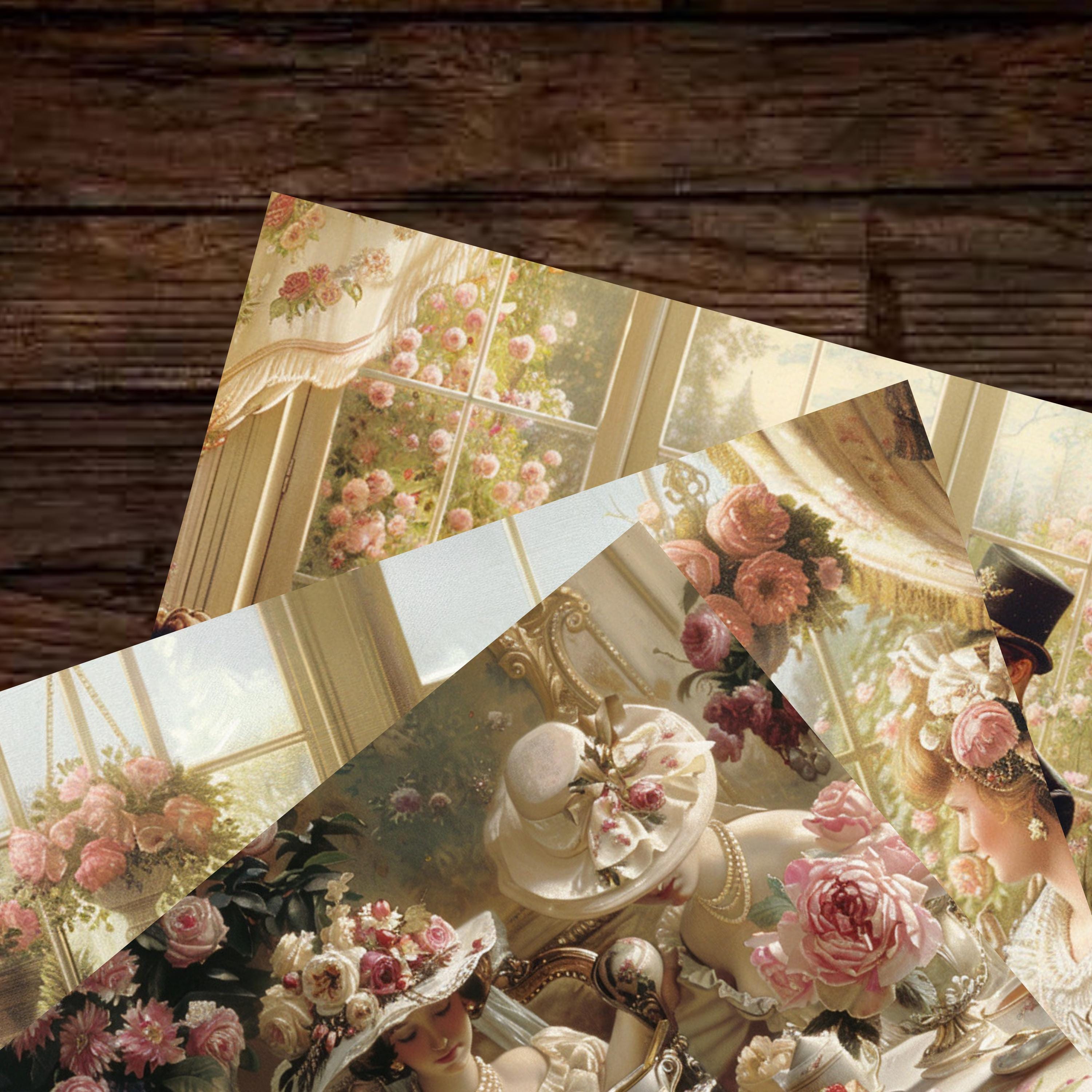 Vintage Tea Party Digital Paper, Floral Tea Set Backdrop, Junk Journal ...