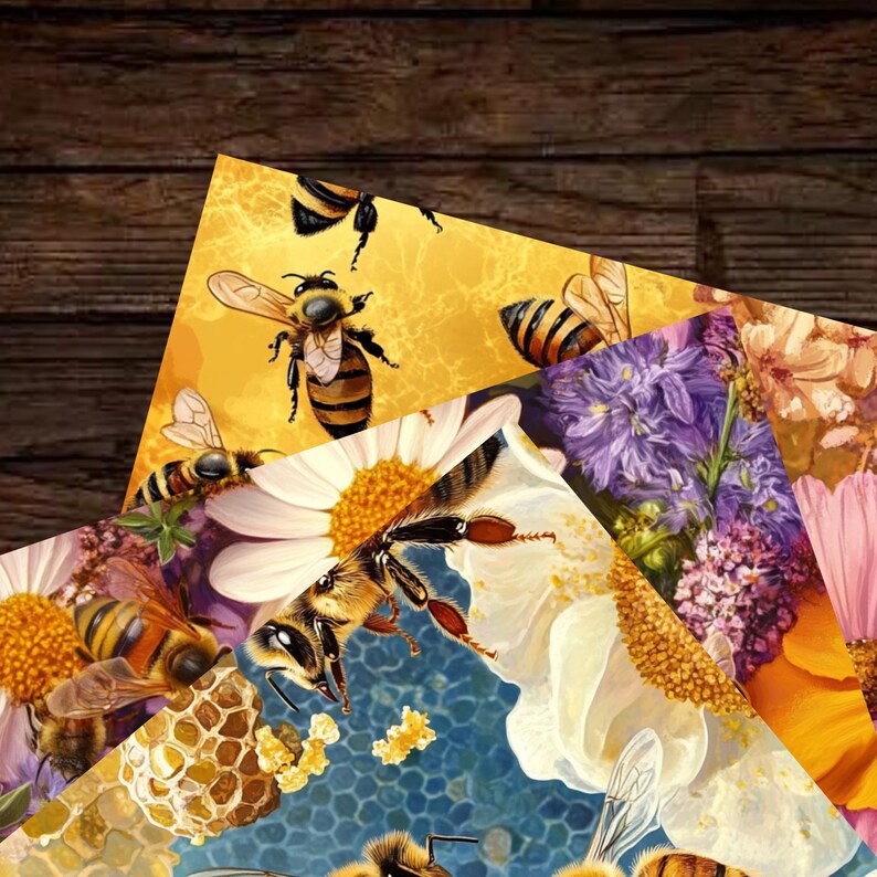 Bee Scrapbook Paper for Spring Crafts Honeycomb Digital Background for ...