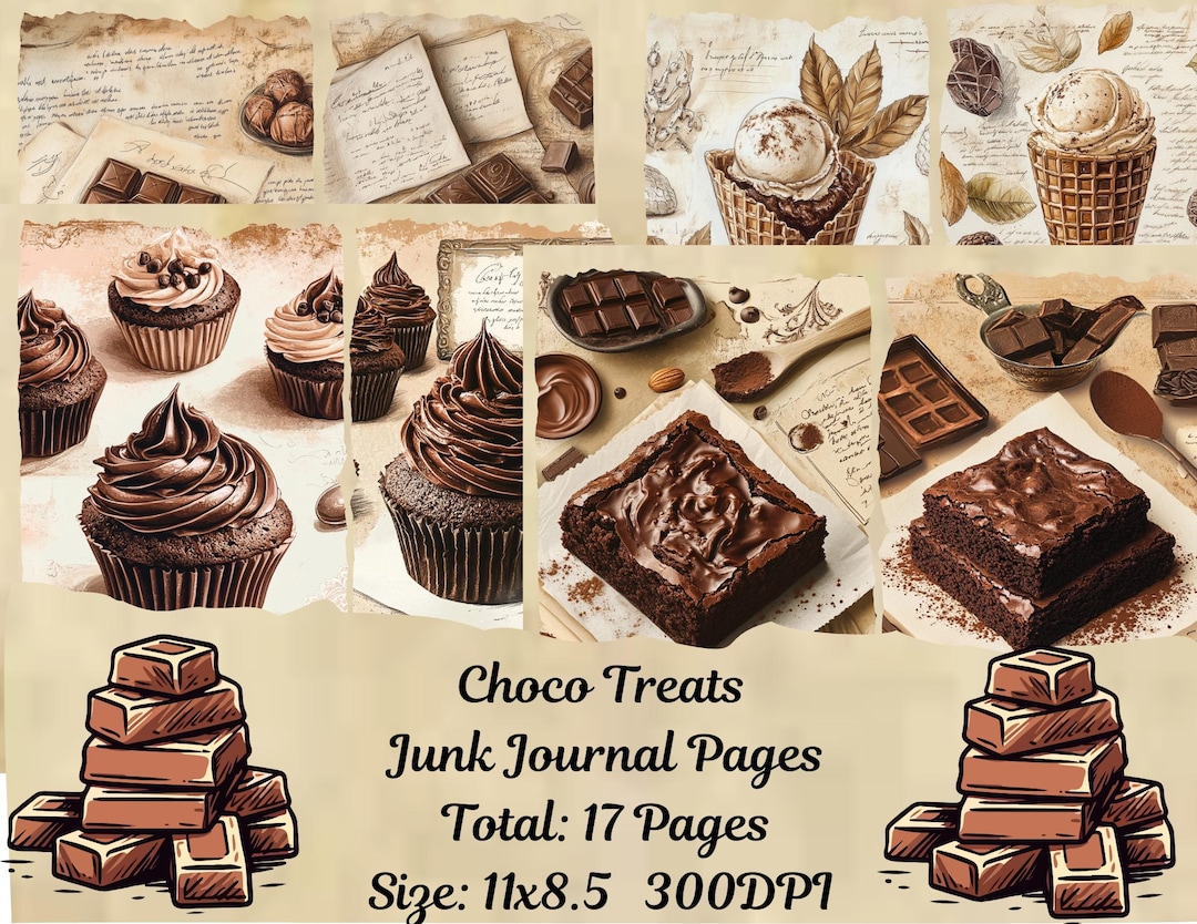Printable Retro Chocolate Treats Junk Journal Pages, Vintage Sweets ...