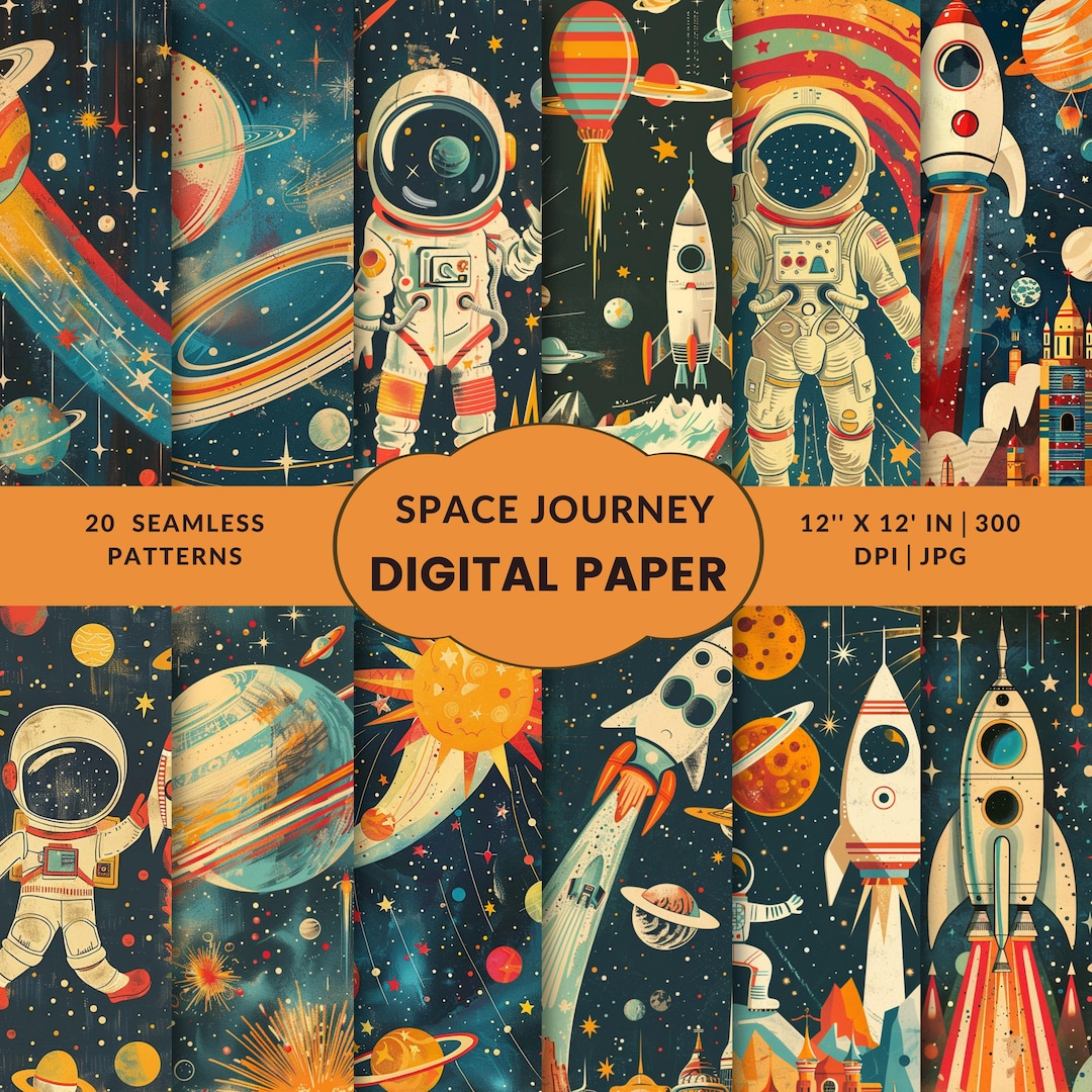 Printable Space Journey Digital Paper, Fantasy Outer Space Scenes ...