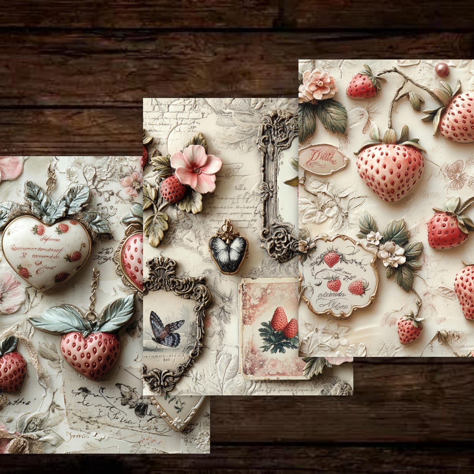 Printable Strawberry Galore Digital Paper, Fresh Strawberry Designs ...