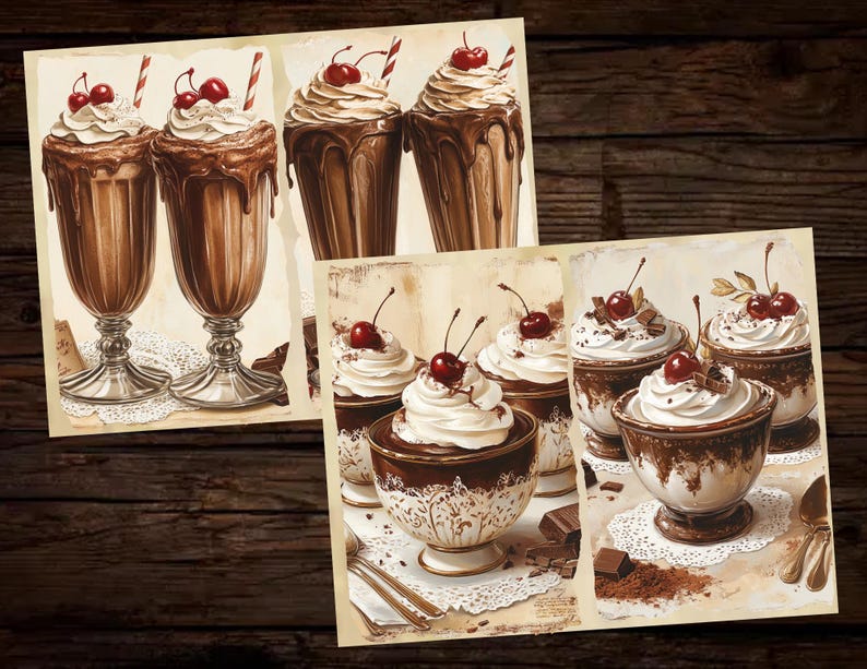 Chocolate Junk Journal Paper Pack Brown Dessert Digital Scrapbook ...