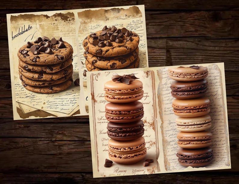 Chocolate Junk Journal Paper Pack Brown Dessert Digital Scrapbook ...