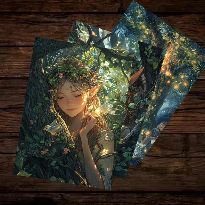 Fantasy Digital Paper Elven Forest Scrapbook Pack Enchanted Garden ...