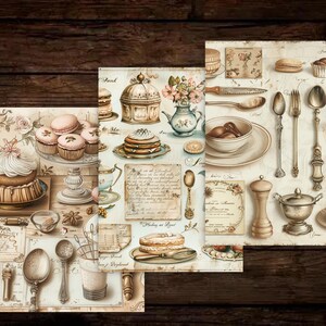 Vintage Bakery Digital Paper for Scrapbooking Recipe Journals Baking ...