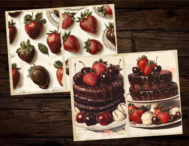 Chocolate Junk Journal Paper Pack Brown Dessert Digital Scrapbook ...