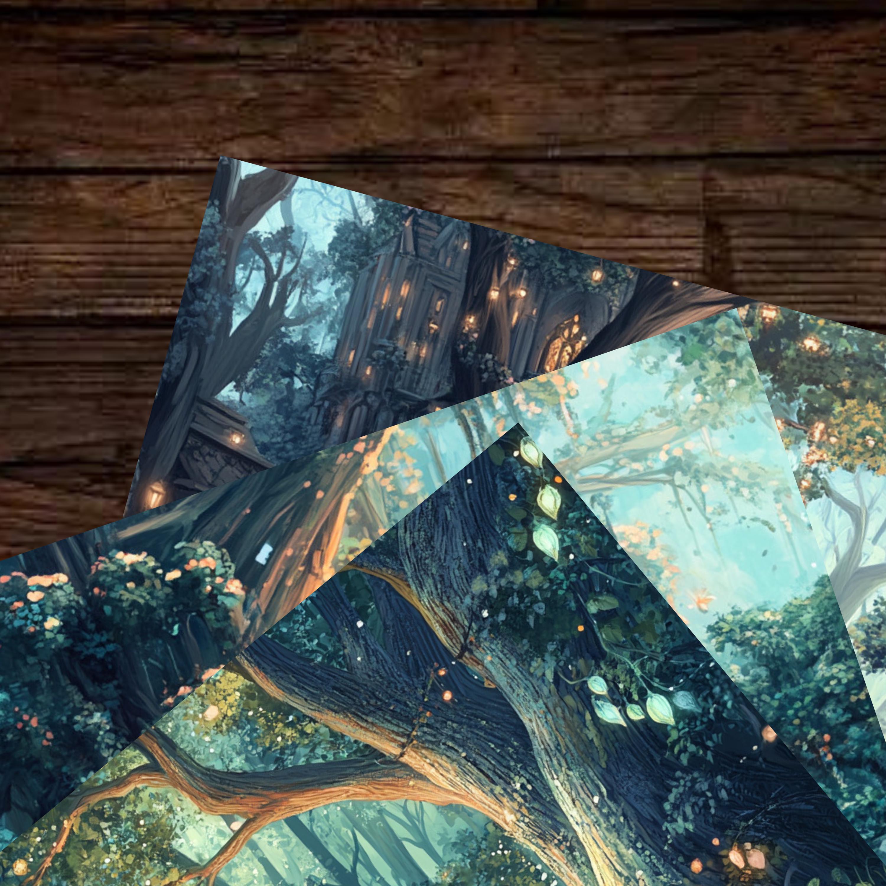 Fantasy Digital Paper Elven Forest Scrapbook Pack Enchanted Garden ...