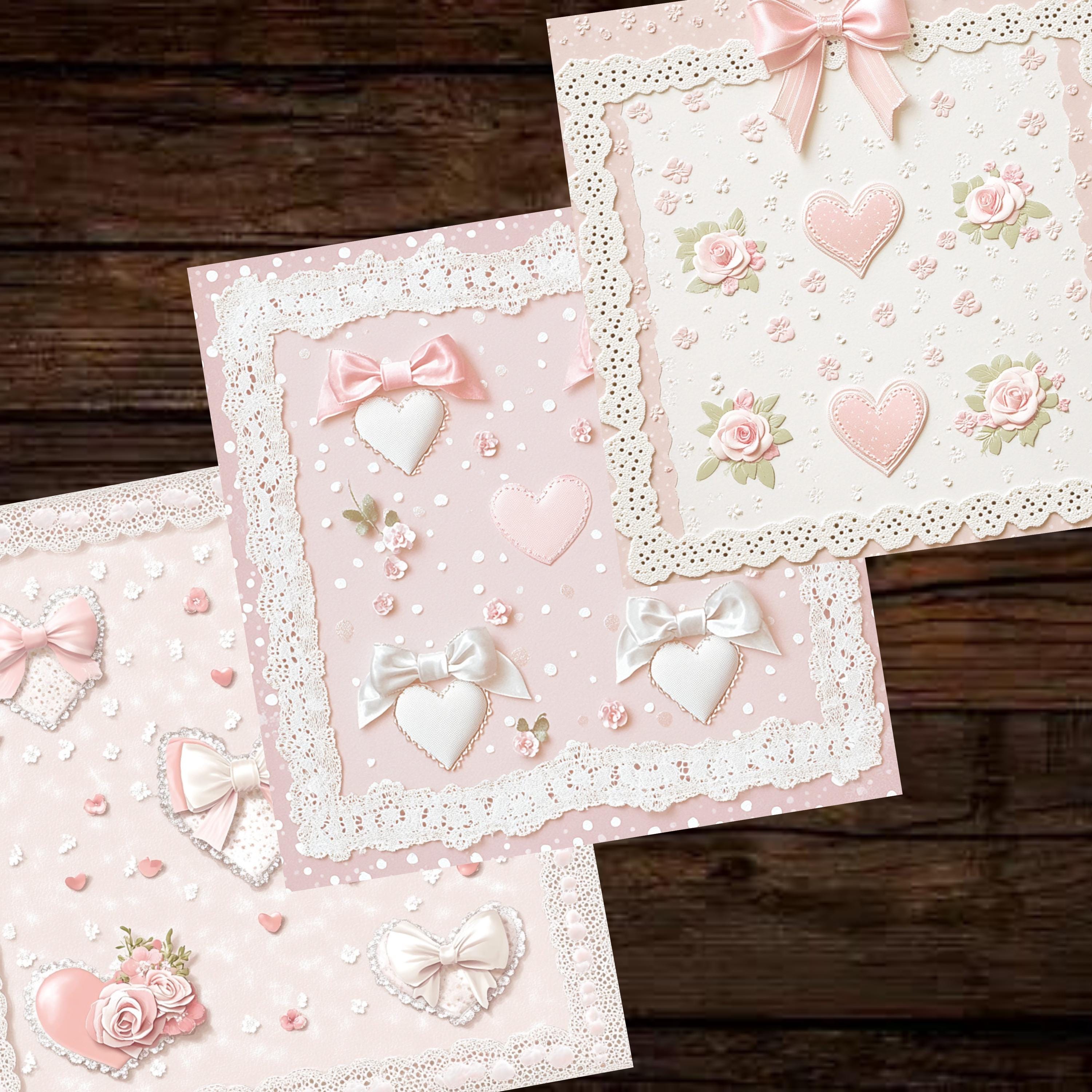 Pink Shabby Chic Digital Paper for Scrapbooking Girly Crafts Soft Blush ...