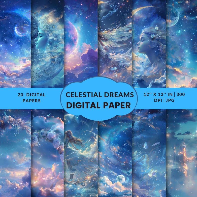 Celestial Scrapbook Paper for Night Sky Crafts & Moon Magic Journals ...