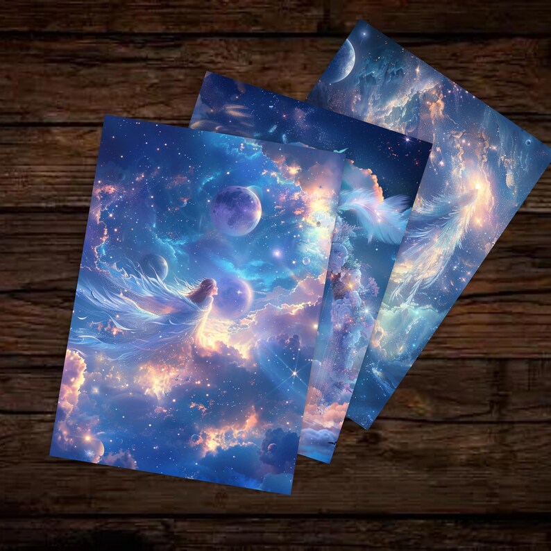 Printable Celestial Dreams Digital Paper, Magical Night Sky Pages ...